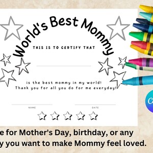 Mother's Day Certificate, Worlds Best Mom Certificate, Mother's Day ...
