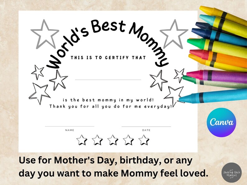 Mother's Day Certificate, Worlds Best Mom Certificate, Mother's Day ...