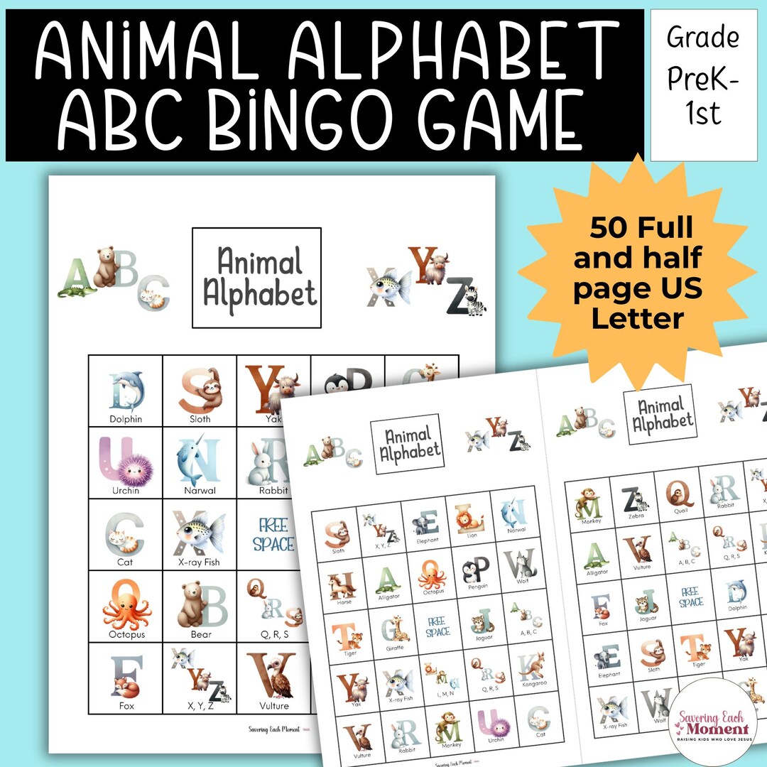 Animal Alphabet Bingo Game, Letter Recognition Game, ABC Activities ...