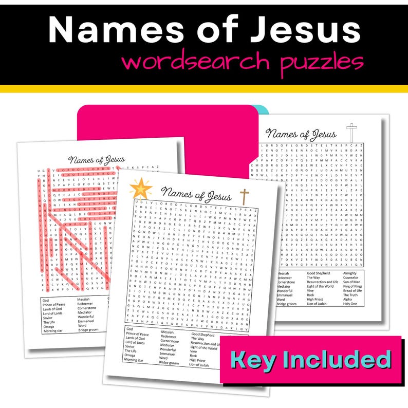 Names of Jesus Bible Word Search Puzzle, Sunday School Activity ...