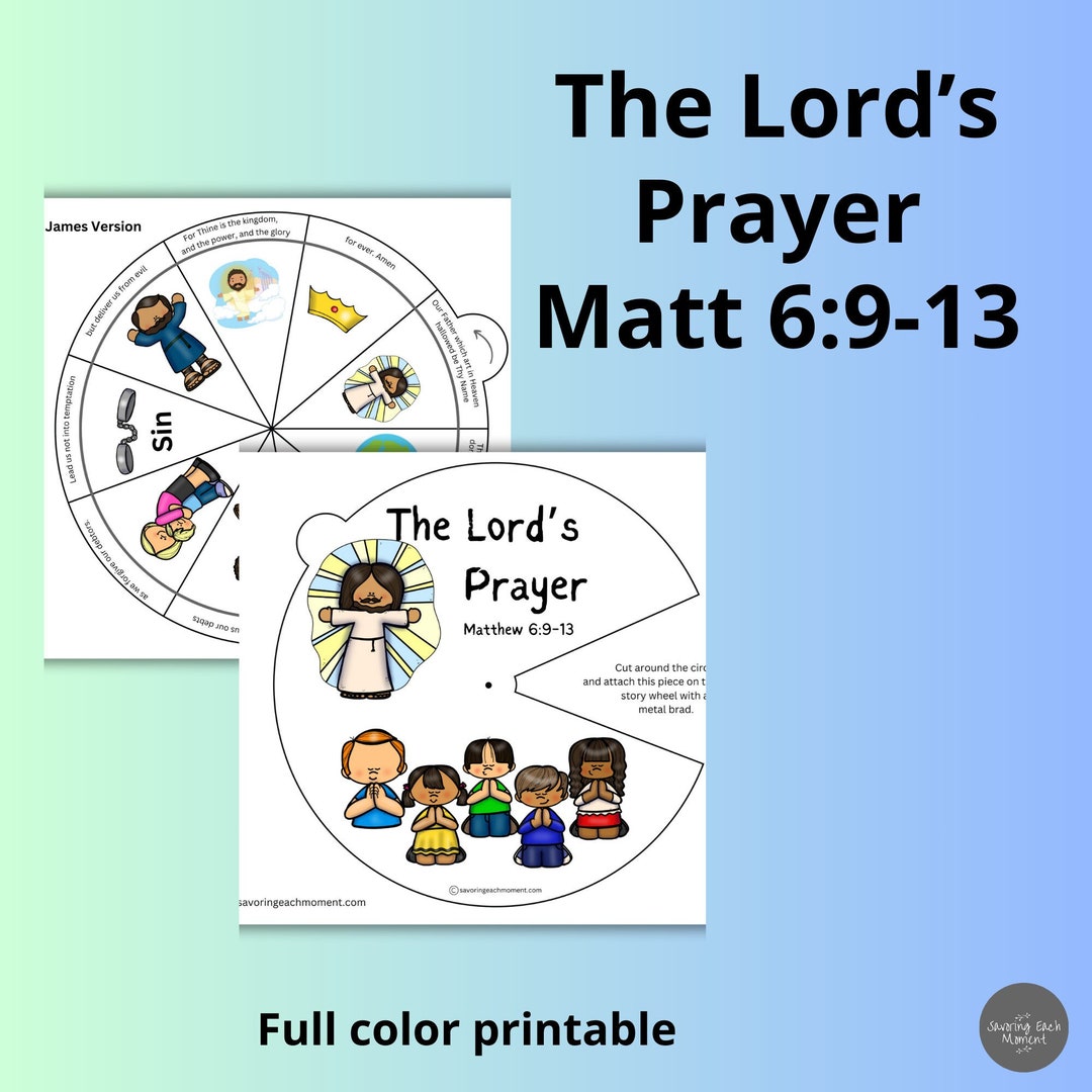 Printable Lords Prayer Wheel for Kids, Bible Activity Sheet, Lord's ...