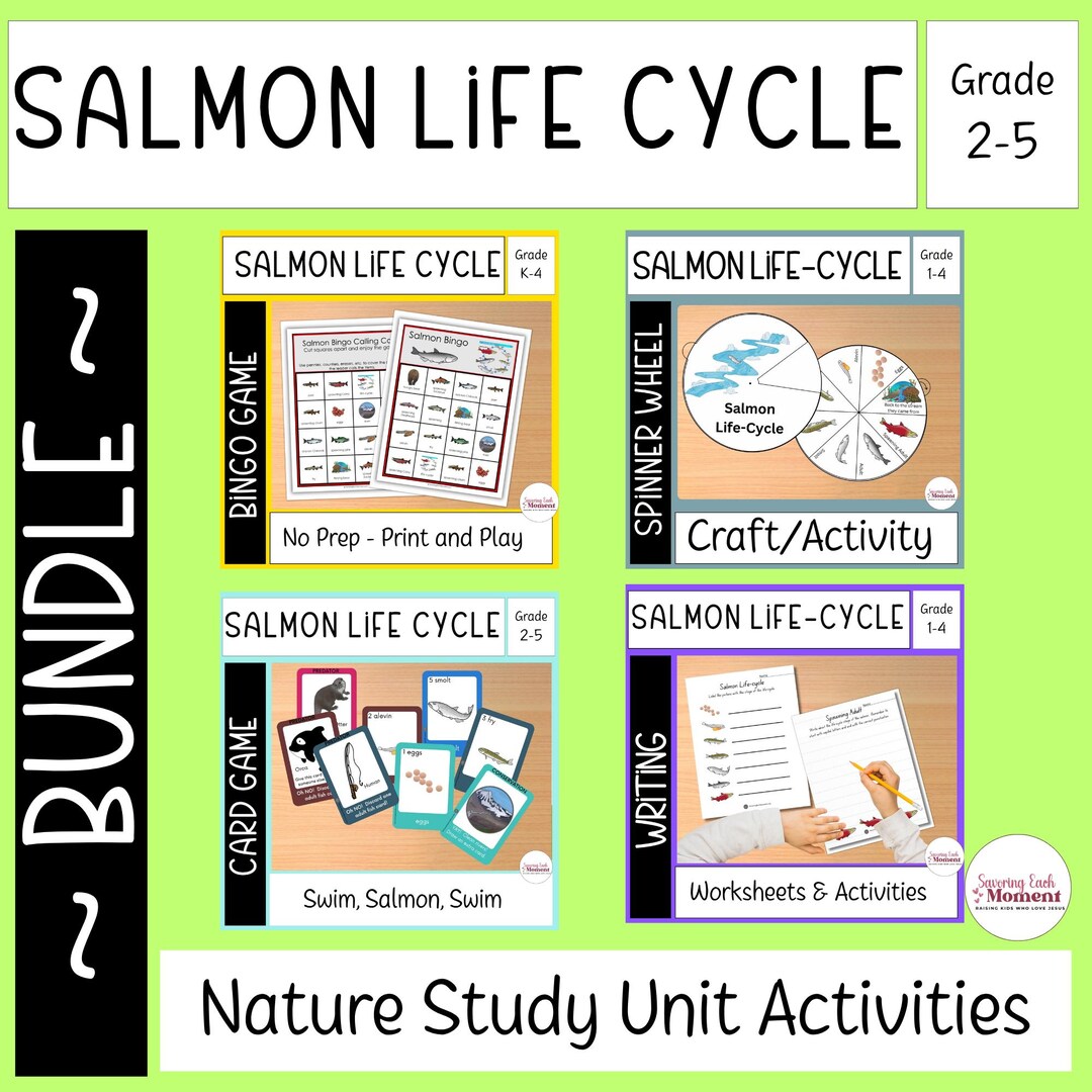 Salmon Life Cycle Bundle, Nature Unit Study, Homeschool Nature Study ...