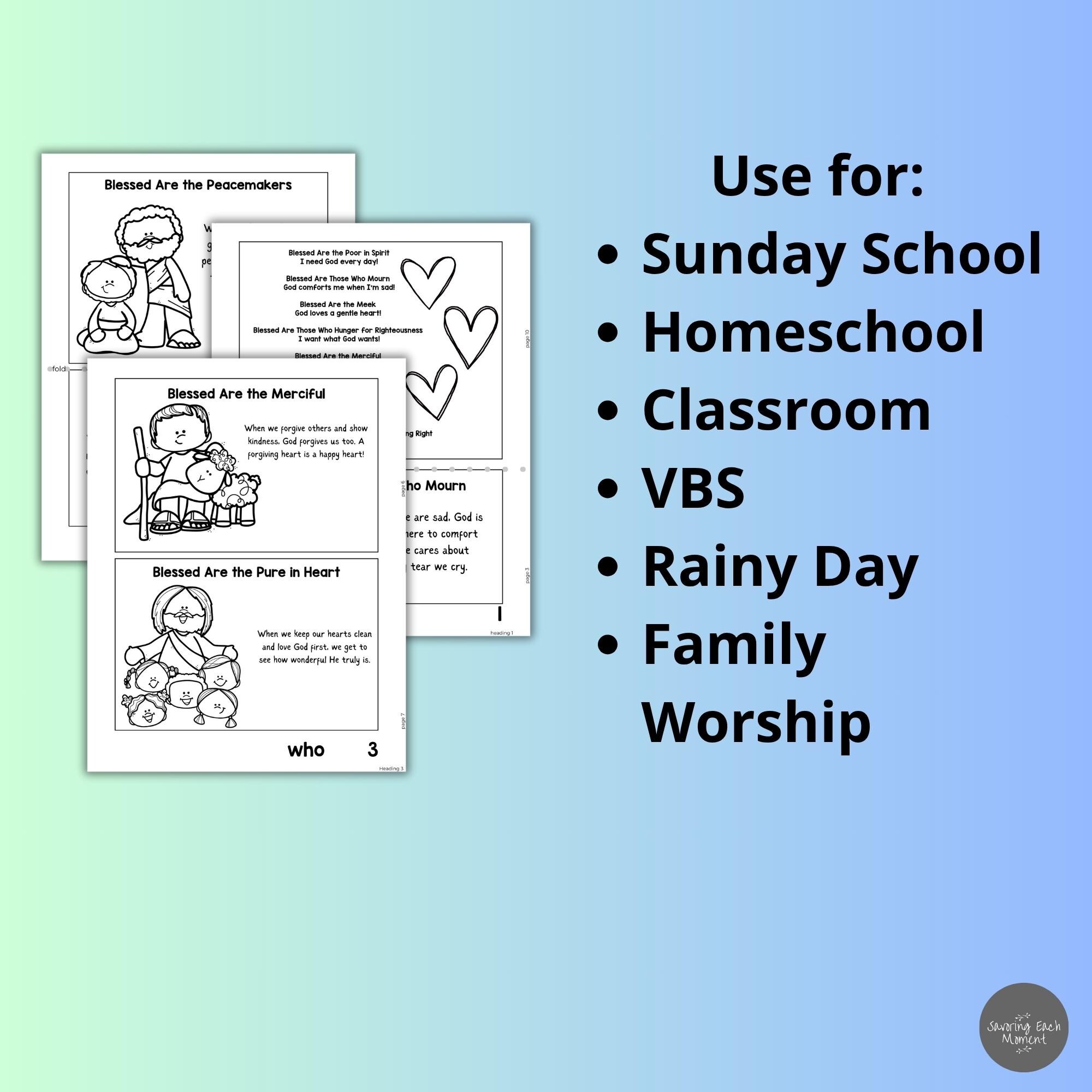 Sermon on the Mount, Beatitudes Kids Activity, Bible Verse Flip Book ...