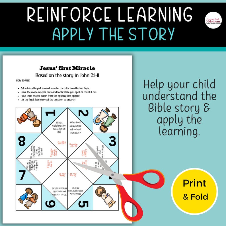 Jesus' First Miracle Bible Craft, Cootie Catcher, Kids Ministry ...
