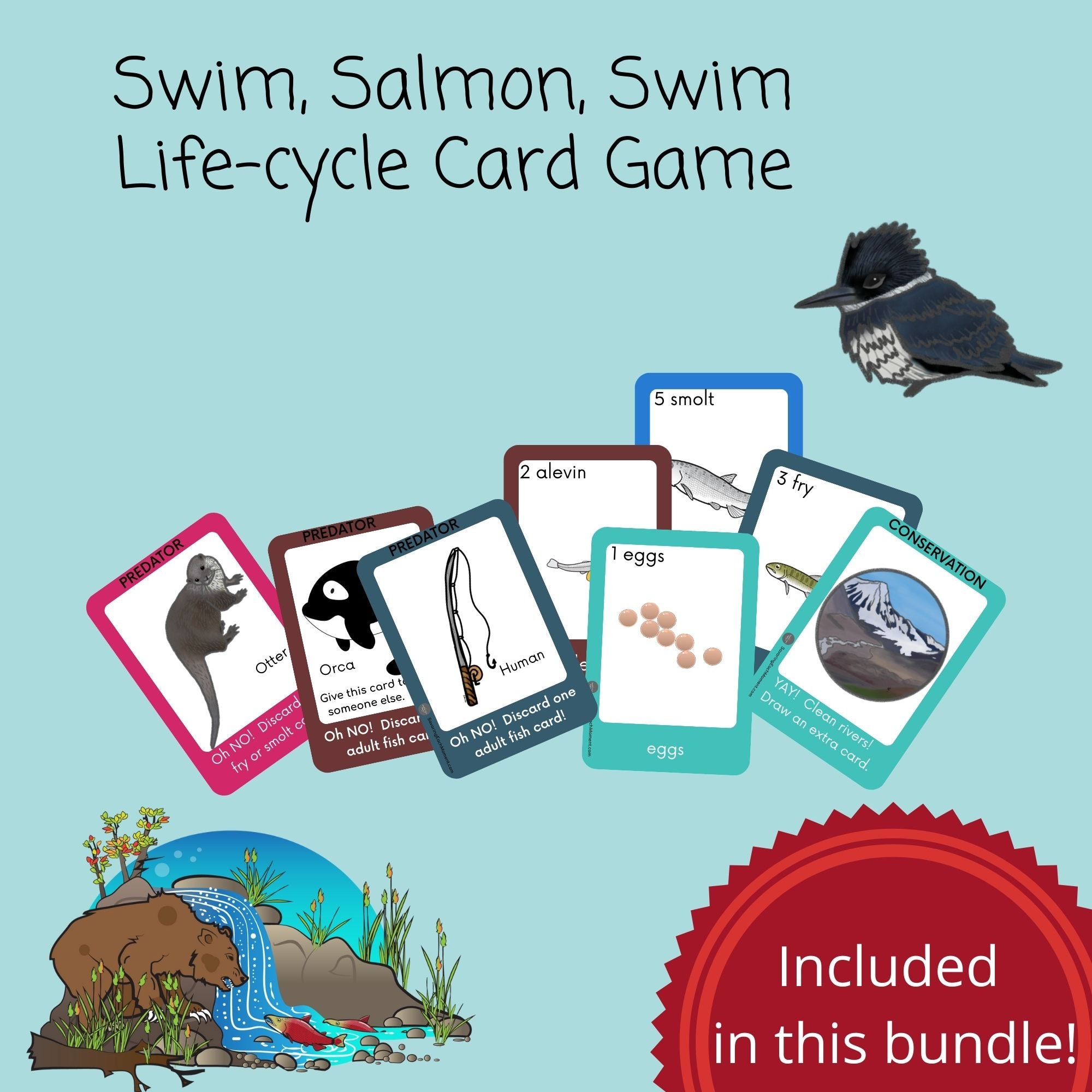 Salmon Life Cycle Unit Learning Bundle, Science Printables, Homeschool ...