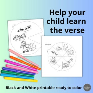 John 3:16 Sunday School Craft, Coloring Wheel, Printable Bible Activity ...