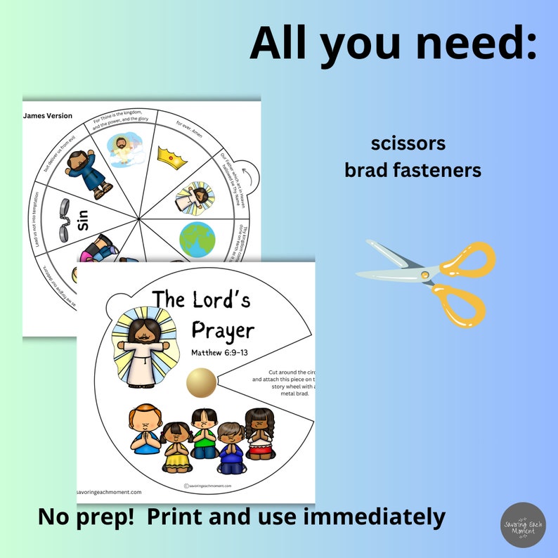 Printable Lords Prayer Wheel for Kids, Bible Activity Sheet, Lord's ...