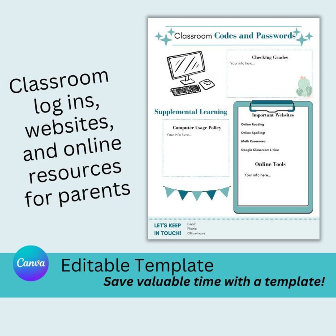 Editable Meet the Teacher Template Canva, Classroom Template, Teacher ...