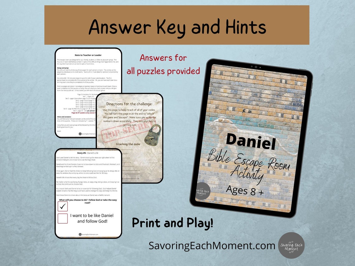 Daniel Printable Bible Escape Room Game - Etsy