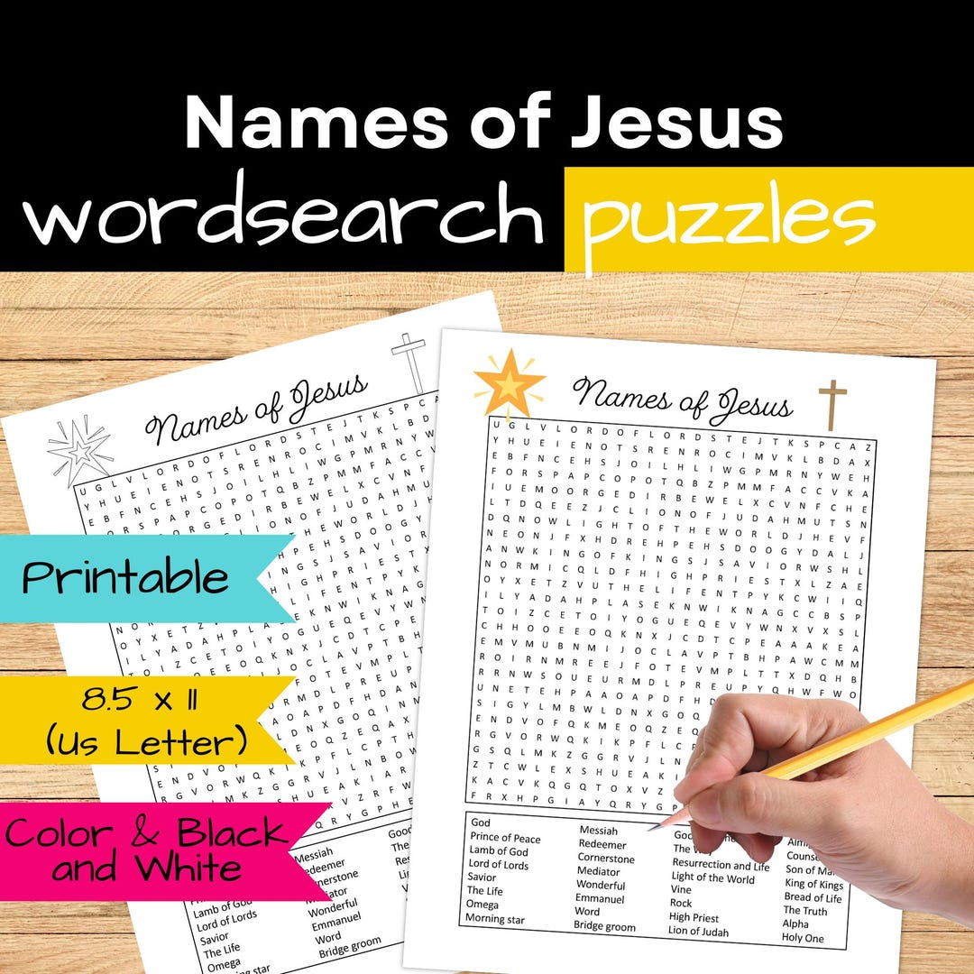 Names of Jesus Bible Word Search Puzzle, Sunday School Activity ...