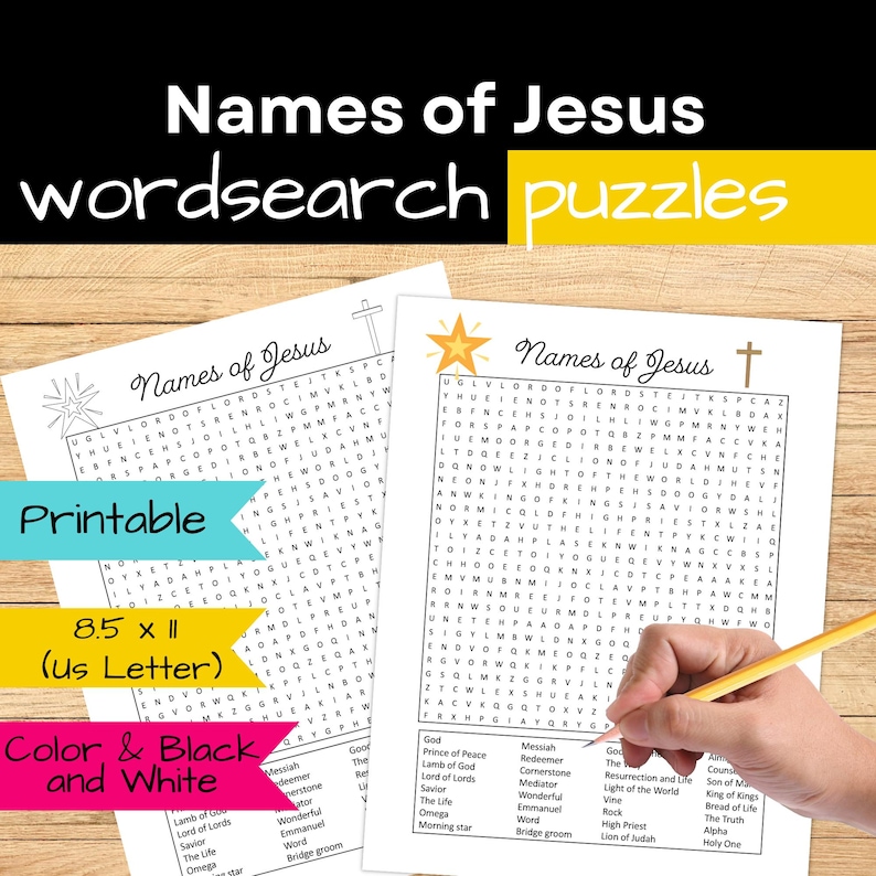 Names of Jesus Bible Word Search Puzzle, Sunday School Activity ...