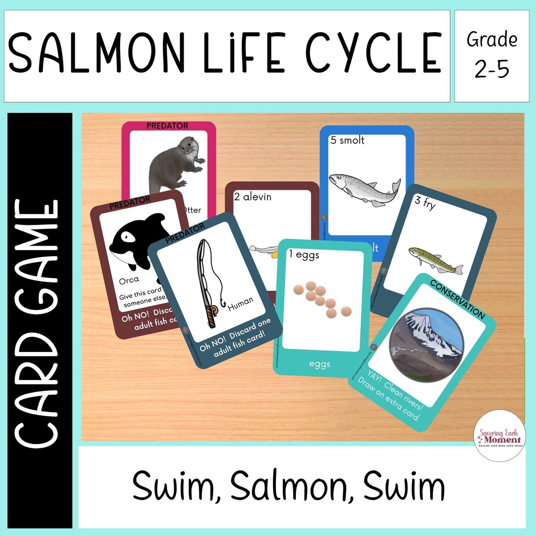 Salmon Life Cycle Game, Science Game, Kids Card Games, Printable Games ...