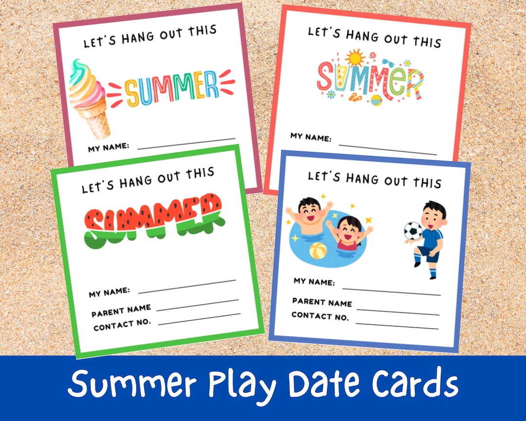 Kids Playdate Cards Printable Schools Out Keep in Touch Cards End of ...