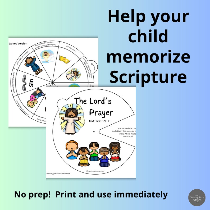 Printable Lords Prayer Wheel for Kids, Bible Activity Sheet, Lord's ...