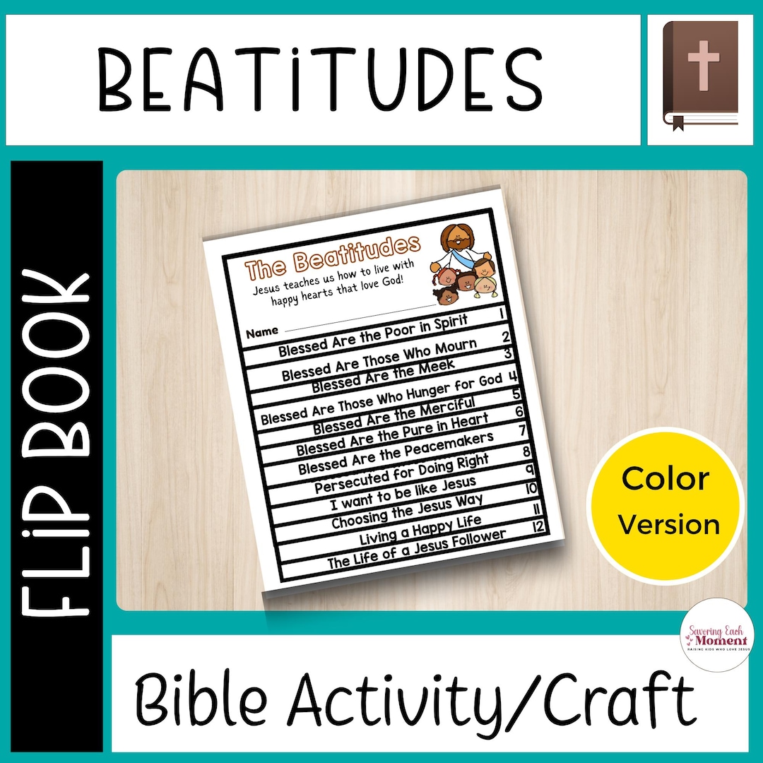 Beatitudes Kids Activity, Bible Verse Flip Book, Bible Study for ...