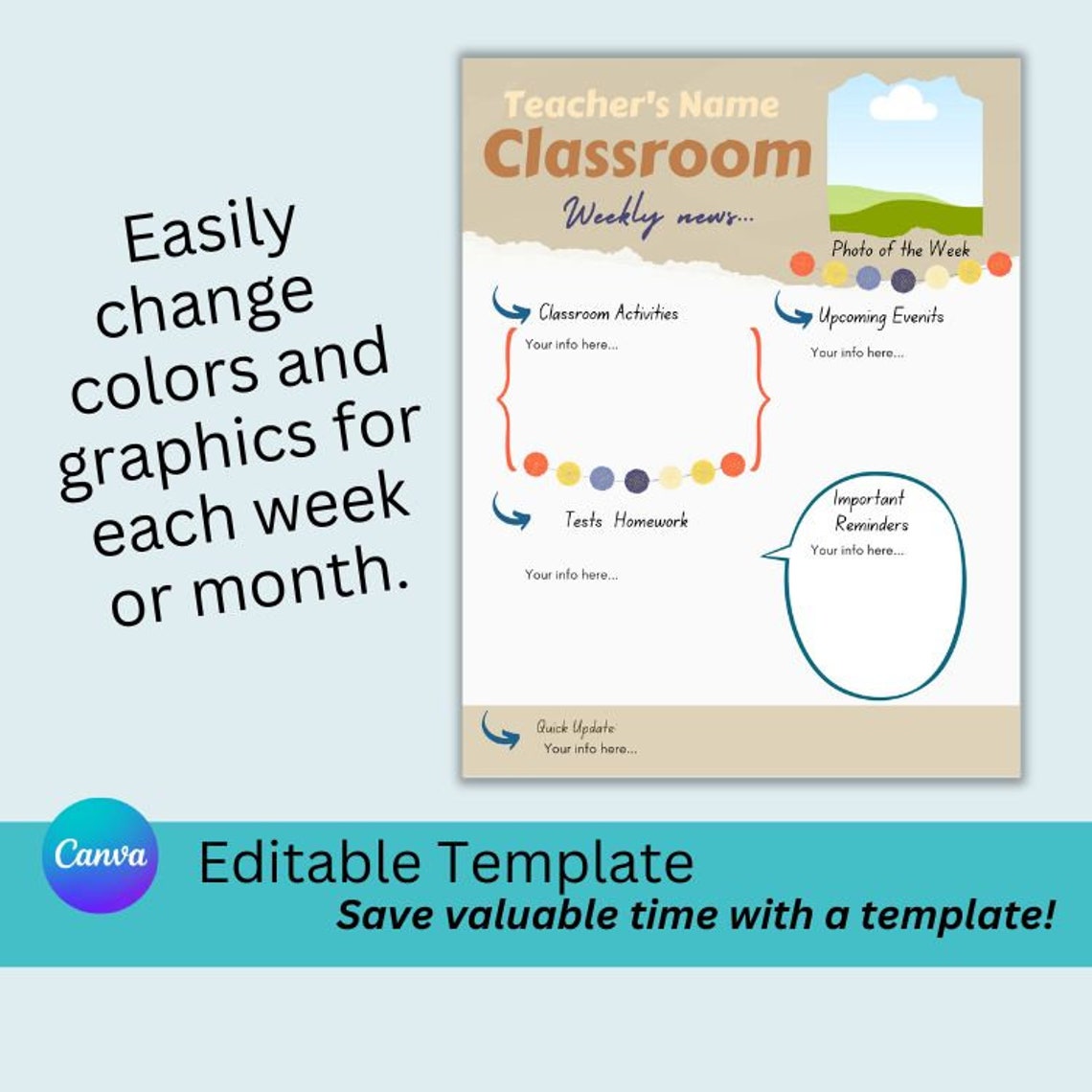 Teacher Newsletter Template, Meet the Teacher Editable Classroom ...