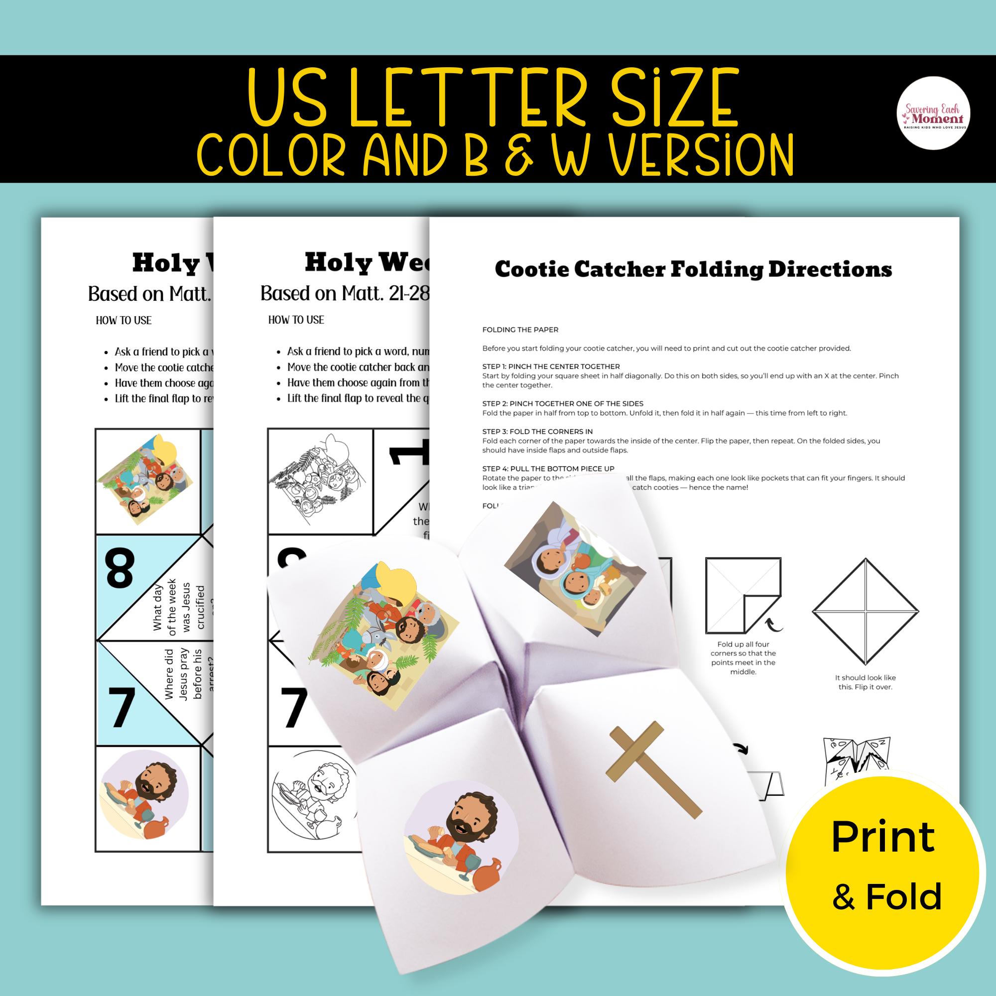Holy Week Activity, Cootie Catcher Bible Craft, Sunday School Craft ...