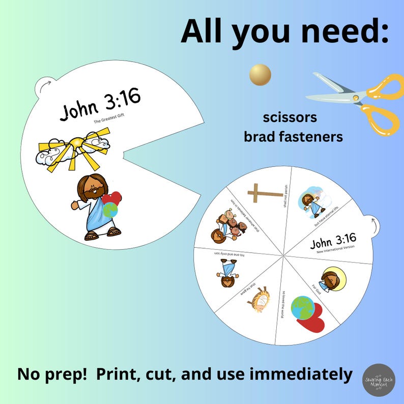 John 3:16 Sunday School Craft, Wheel Craft, Printable Bible Activity ...
