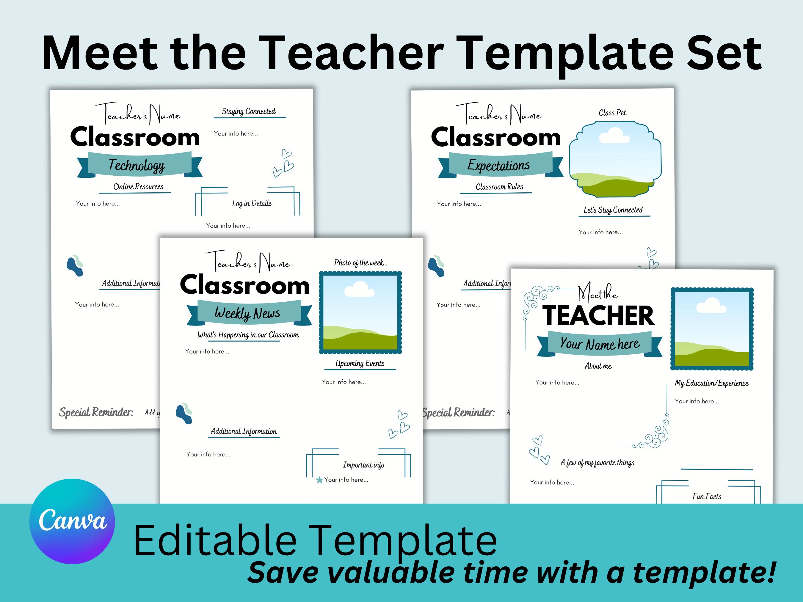 Meet the Teacher Canva Template Teacher Introduction Back to - Etsy