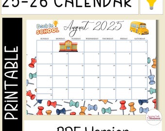 25-26 School Year Calendar Editable Canva Template, Academic Planner ...