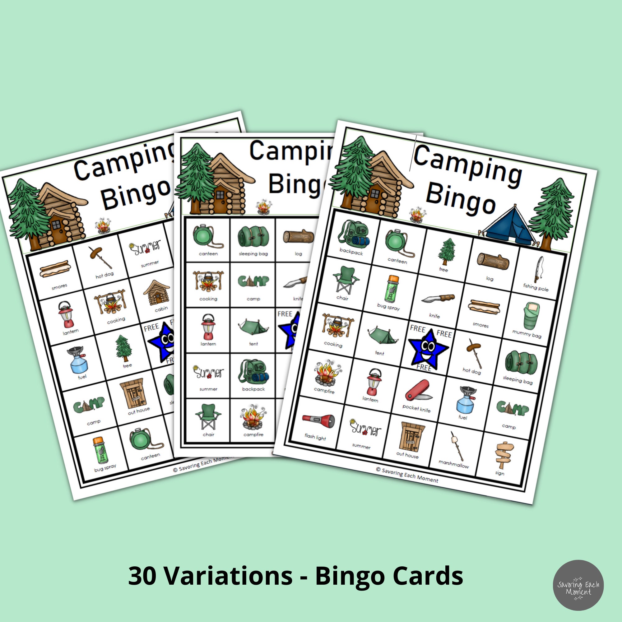 Camping Bingo, Bingo Pdf Game, Party Games Ideas, Senior Citizen Game ...
