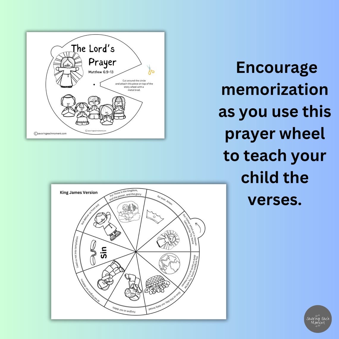 Printable Lords Prayer Wheel for Kids, Sunday School Craft, Bible Verse ...