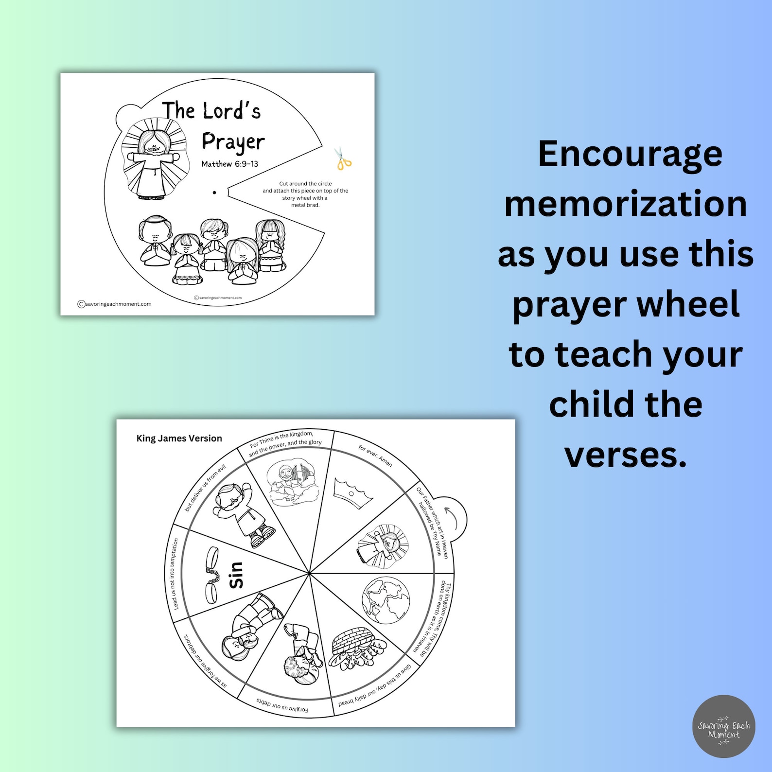 Printable Lords Prayer Wheel for Kids, Sunday School Craft, Bible Verse ...