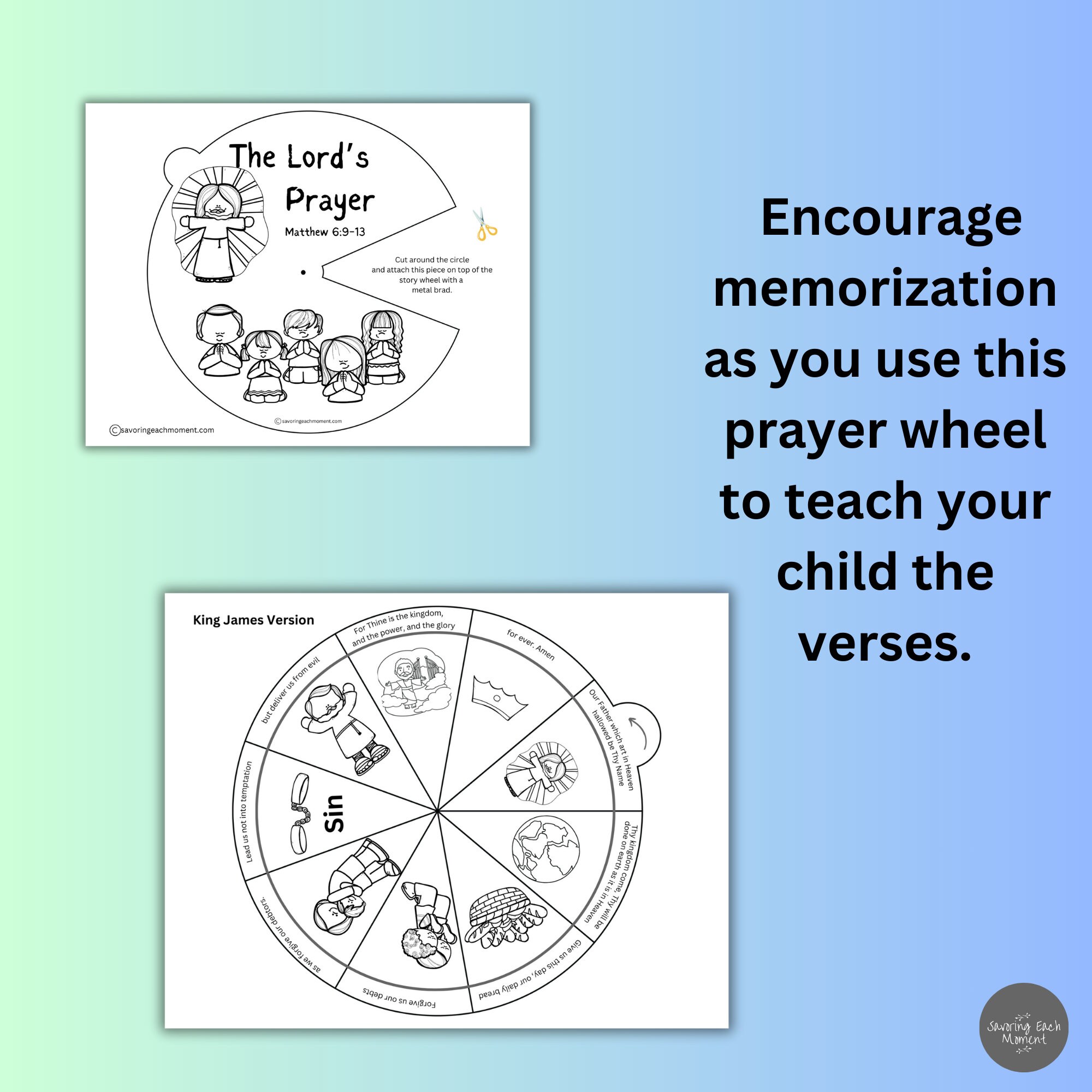 Printable Lords Prayer Wheel for Kids, Sunday School Craft, Bible Verse ...