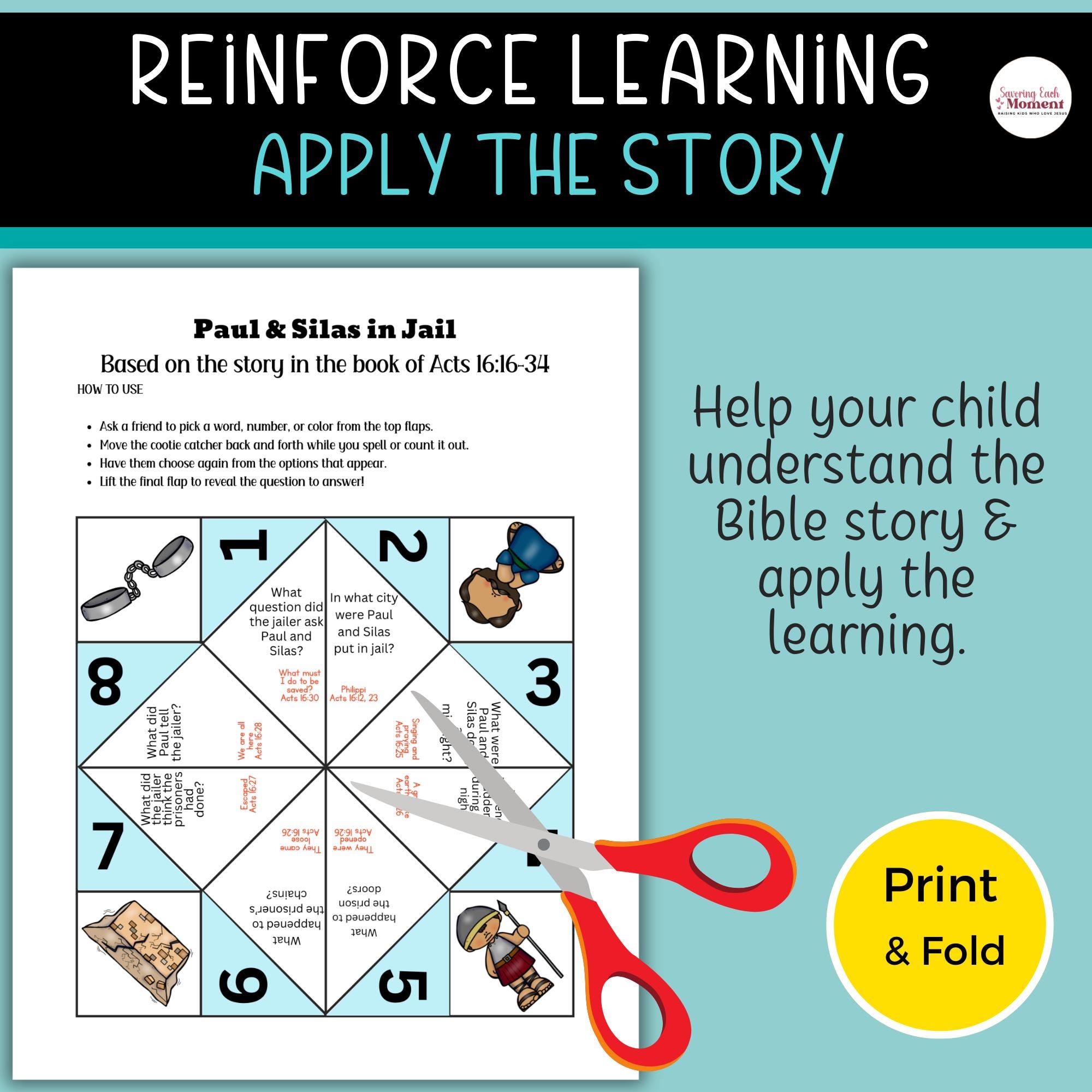 Paul & Silas Crafts, Cootie Catcher, Kids Ministry Activity, Bible ...