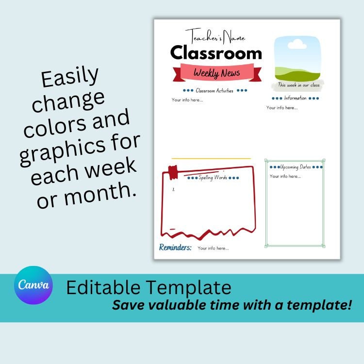 Teacher Newsletter Template, Meet the Teacher Template Canva, Teacher ...