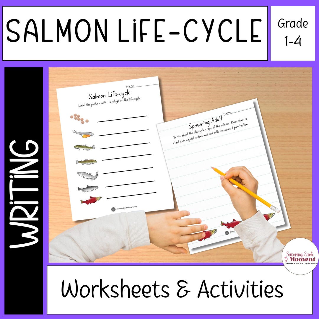 Salmon Life Cycle Writing Worksheets, Science Worksheets, Handwriting ...