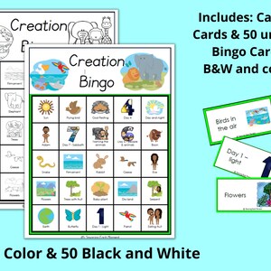 Creation Bingo Game for Kids, Creation Game, Bible Bingo Game VBS Game ...