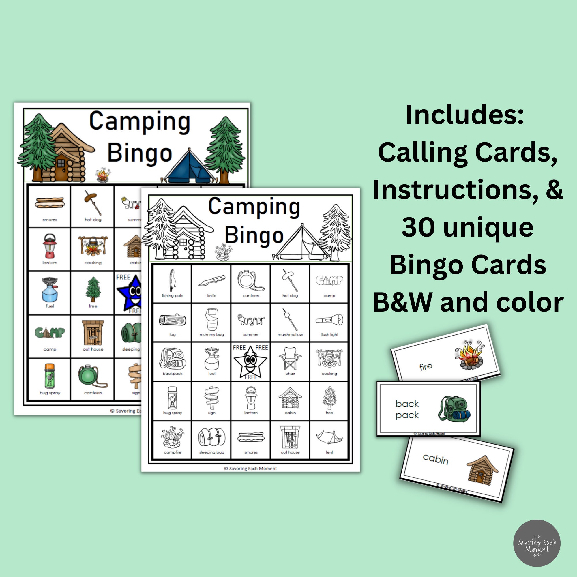 Camping Bingo, Bingo Pdf Game, Party Games Ideas, Senior Citizen Game ...