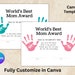 Mothers Day Award Handprint Craft, Worlds Best Mom Certificate, Mothers ...