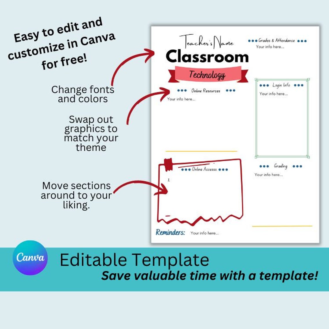 Meet the Teacher Template Canva, Teacher Introduction, Editable ...