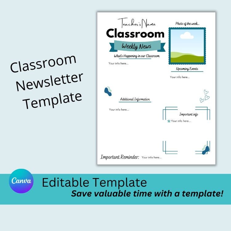 Teacher Classroom Newsletter Template Meet the Teacher Canva - Etsy