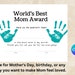 Mothers Day Award Handprint Craft, Worlds Best Mom Certificate, Mothers ...