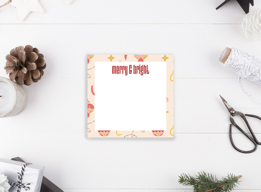 Merry & Bright Post-it Note 3x3 Christmas Notepad, 50 Page Notepad ...