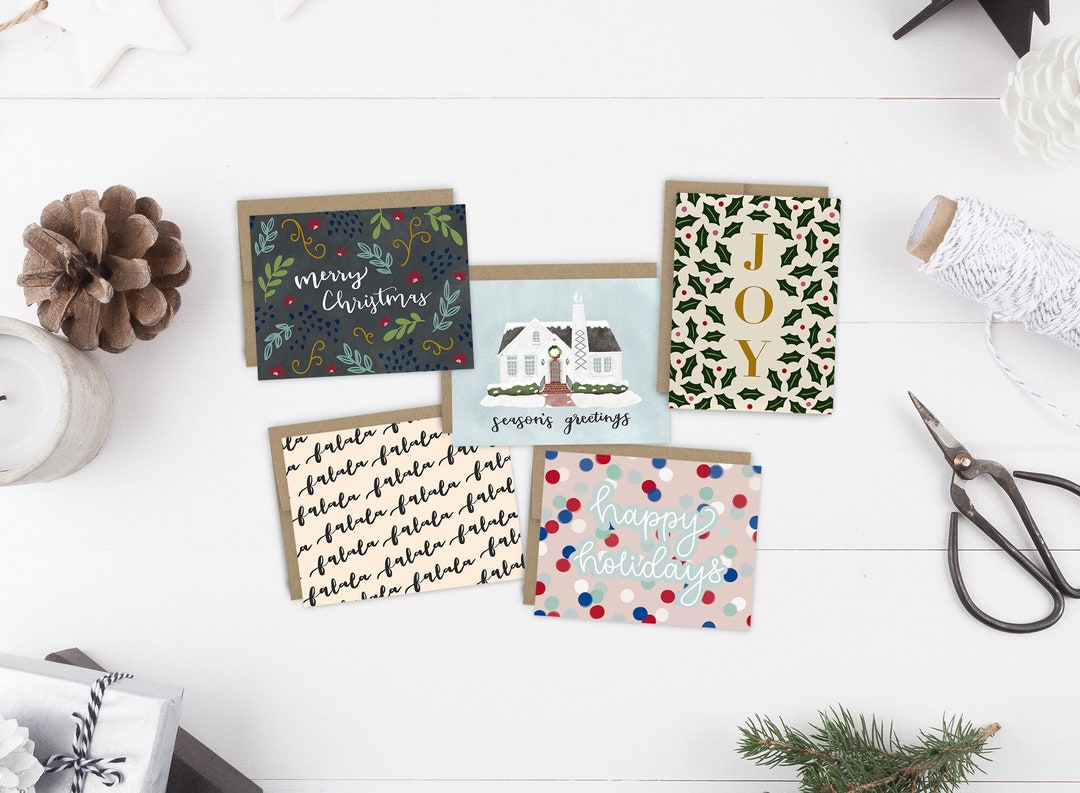 Classic Christmas Card Set, Pack of 5 or 10, Christmas Cards Boxed Set ...