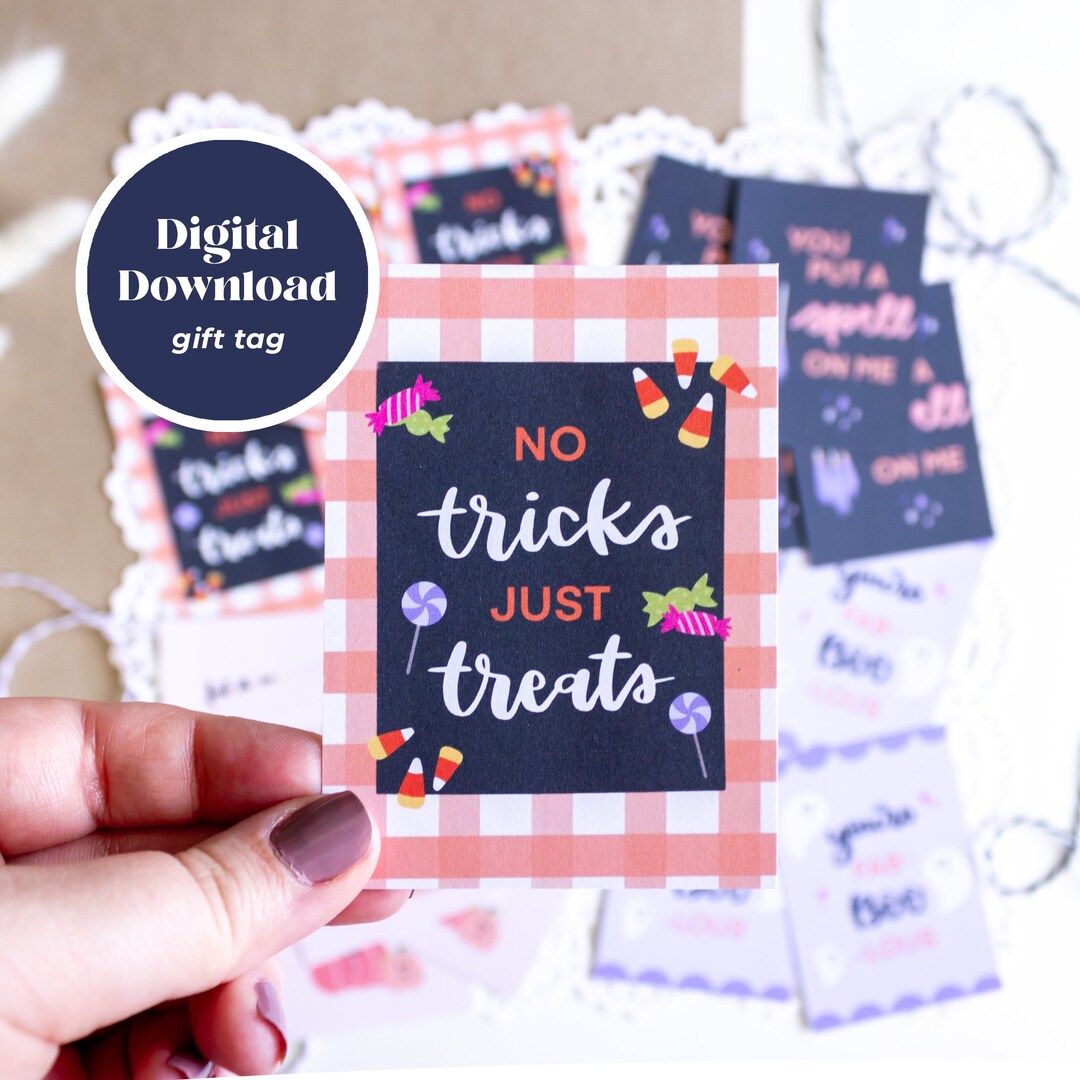Halloween Gift Tags DIGITAL DOWNLOAD, No Tricks Just Treats Gift Tags ...