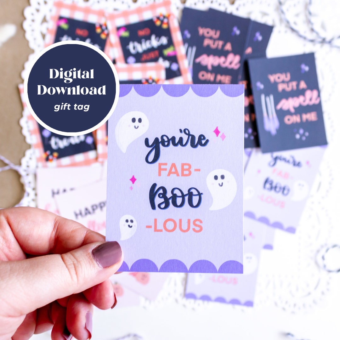 Halloween Gift Tags DIGITAL DOWNLOAD, Fab-boo-lous Gift Tags, Printable ...