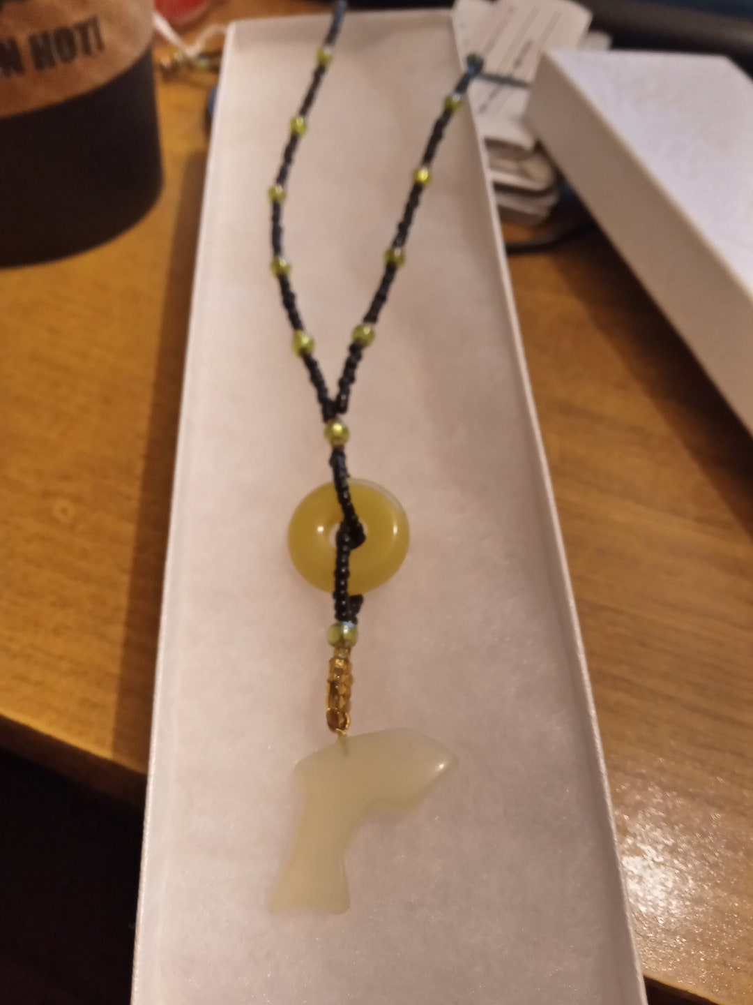 New Jade Dolphin and Lemon Jasper Donut Pendant - Etsy