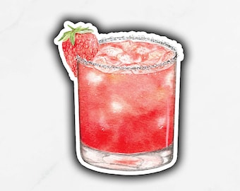 Strawberry Margarita Sticker Signature Drink Sticker DIY - Etsy