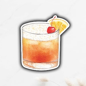 Amaretto Sour Sticker, Whiskey Sour Cocktail Sticker, Signature Drink ...