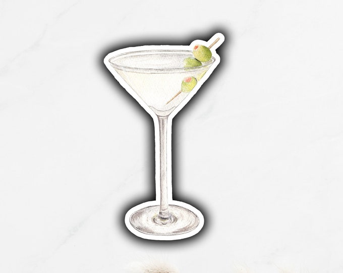 Dirty Martini Sticker, Vodka Martini Sticker, Martini With Olives ...
