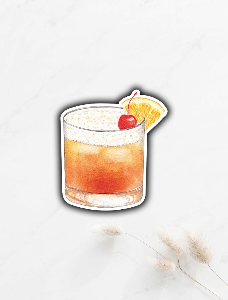 Amaretto Sour Sticker, Whiskey Sour Cocktail Sticker, Signature Drink ...