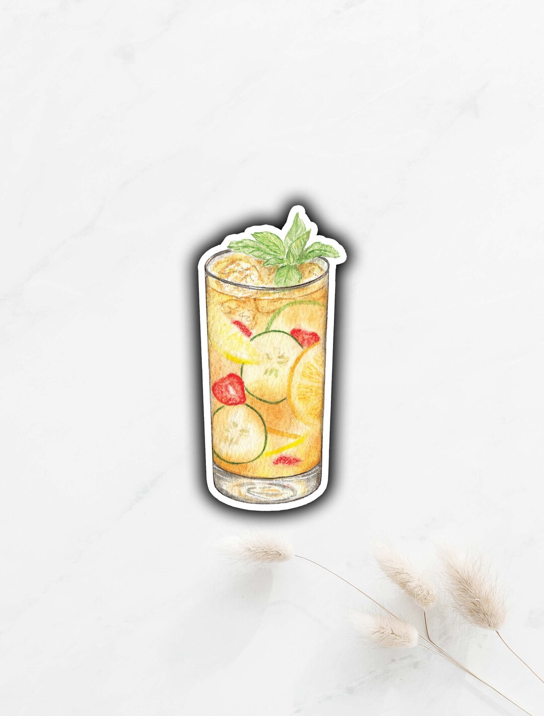 Pimm's Cup Sticker, Gin Cocktail Sticker, Signature Drink Sticker, DIY ...