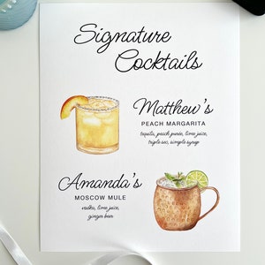 Semi Custom Signature Cocktail Sign, Wedding Bar Sign, Personalized ...