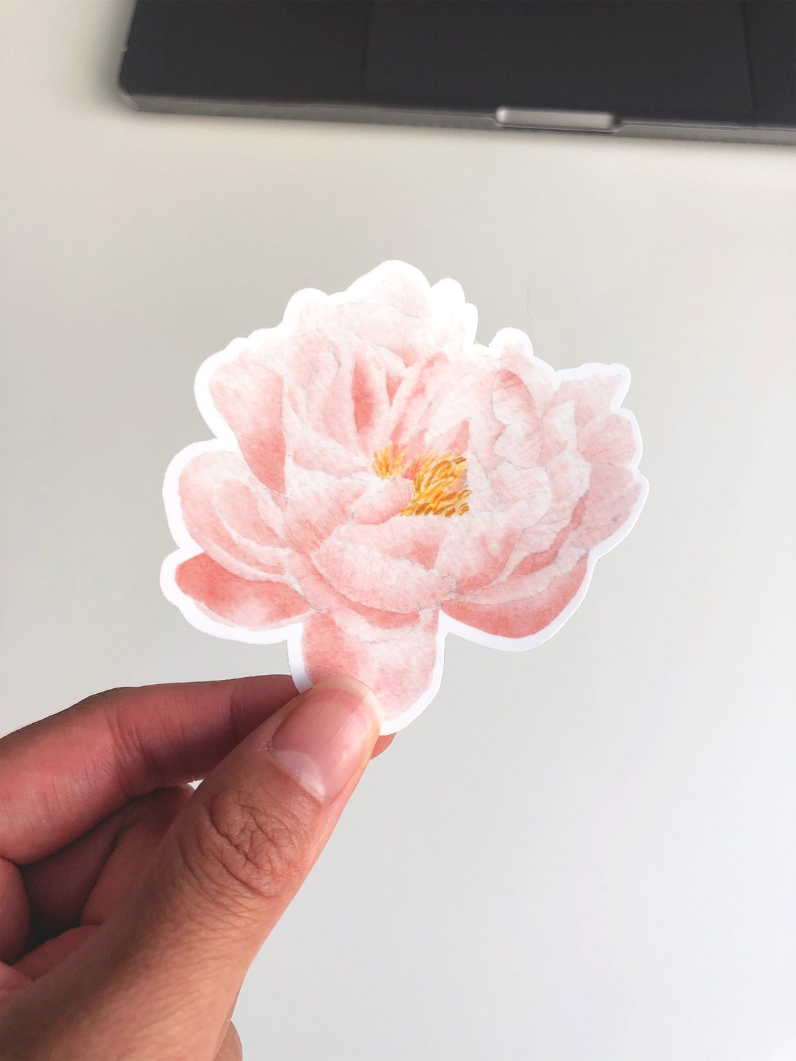 Pink Peony Sticker Pink Peony Vinyl Sticker Watercolor Peony | Etsy