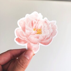 Pink Peony Sticker, Pink Peony Vinyl Sticker, Watercolor Peony Sticker ...